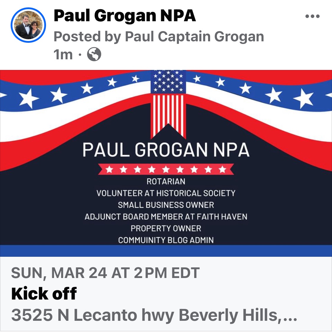Campaign kick in’ - Paul M Grogan